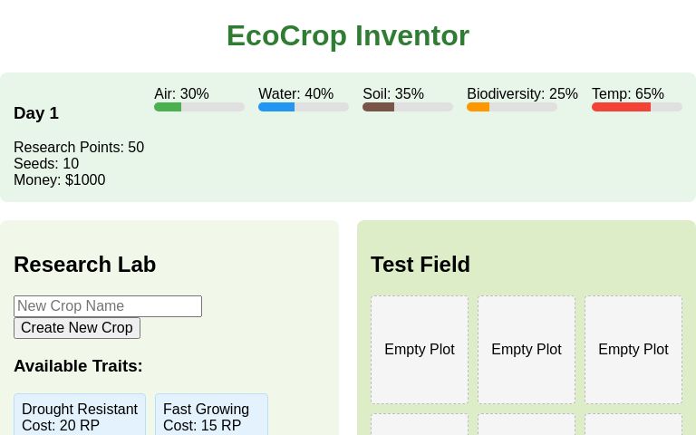 EcoCrop Inventor ― Perchance Generator