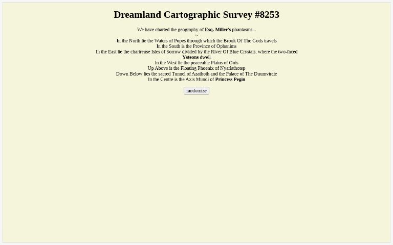 Dreamland Cartographic Survey #6860 ― Perchance Generator