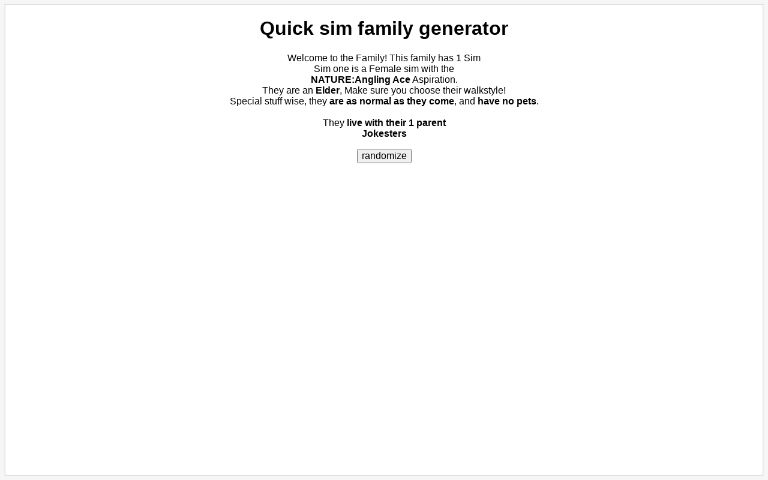 Quick sim family generator
