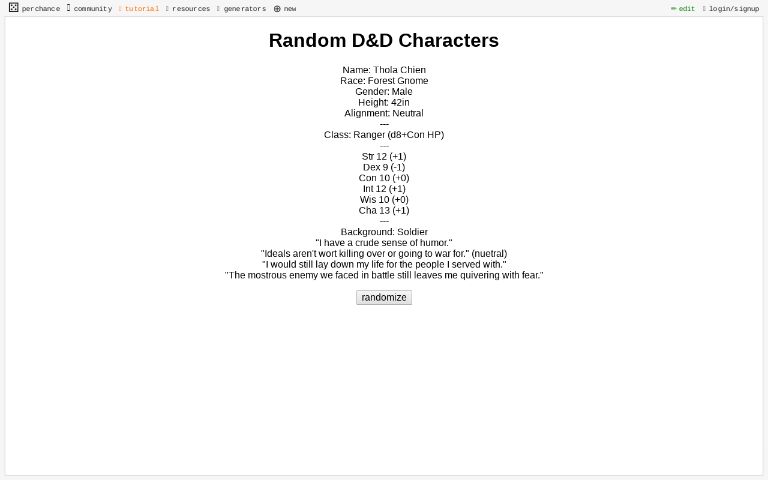 Random D&D Characters ― Perchance Generator