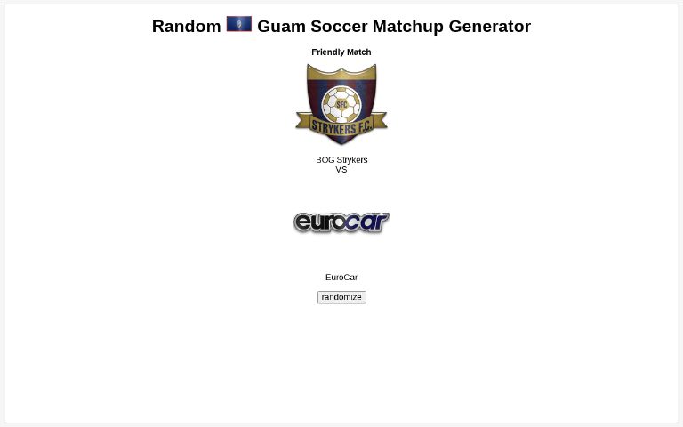 Random Guam Soccer Matchup Generator