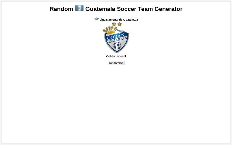 Random Guatemala Soccer Team Generator