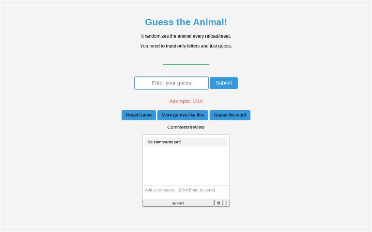 Guess the Animal! ― Perchance Generator