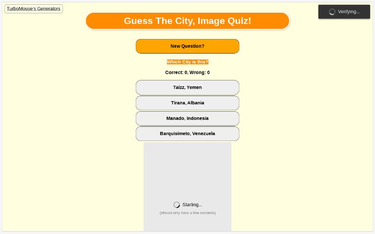 Guess The City, Image Quiz! ― Perchance Generator