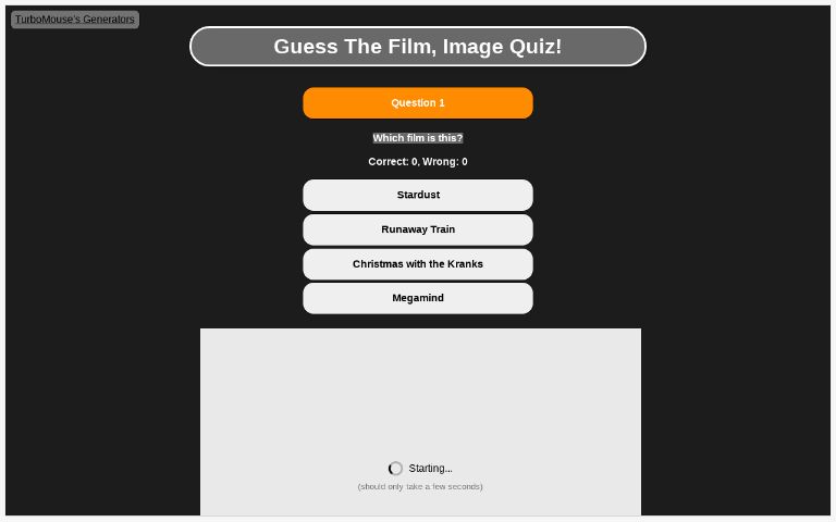 Guess The Film, Image Quiz! ― Perchance Generator