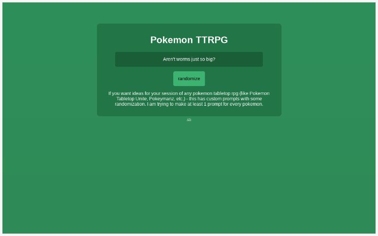 Pokemon TTRPG ― Perchance Generator