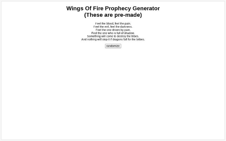 Wings Of Fire Prophecy Generator(These are pre-made)