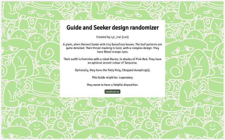 Guide and Seeker design randomizer ― Perchance Generator