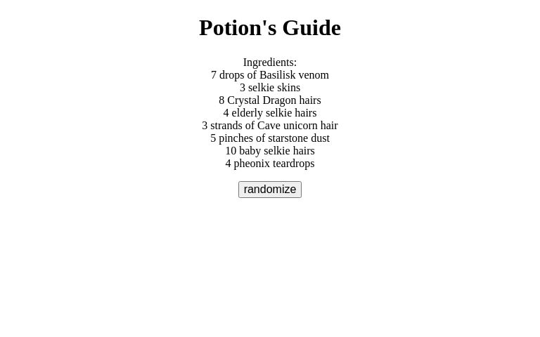 Potion's Guide ― Perchance Generator