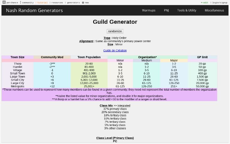 Guild Generator