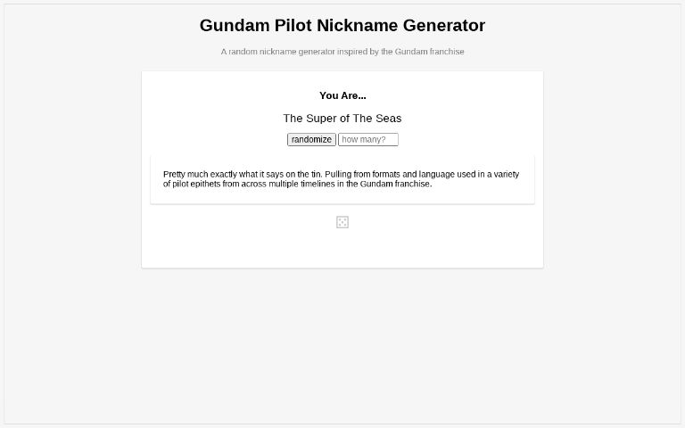 Gundam Pilot Nickname Generator