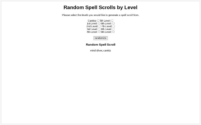 Random Spell Scrolls by Level ― Perchance Generator