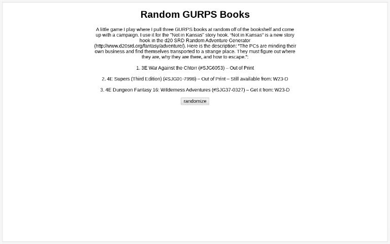 Random GURPS Books ― Perchance Generator