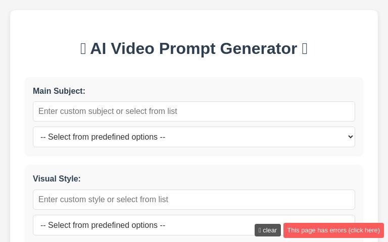 🎬 AI Video Prompt Generator 🎬