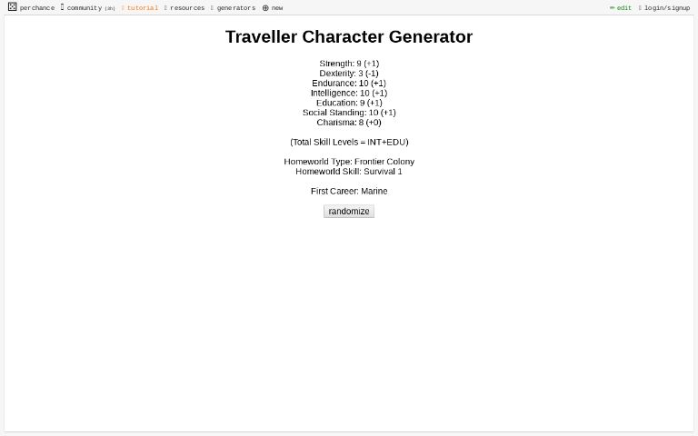 Traveller Character Generator