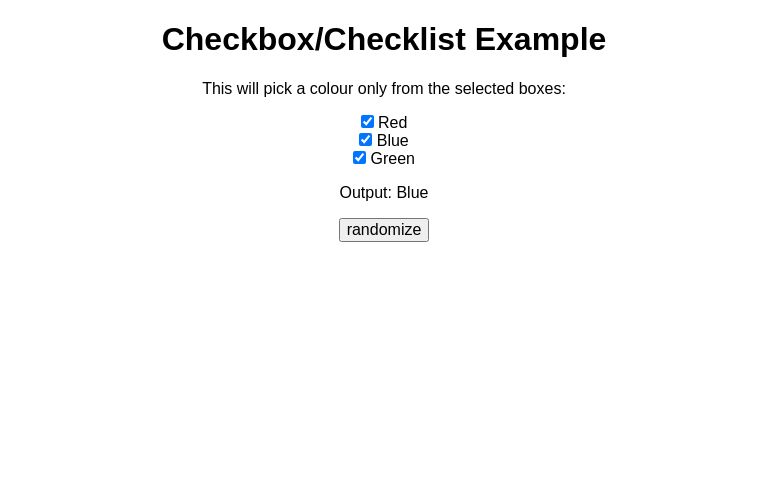 Checkbox/Checklist Example ― Perchance Generator