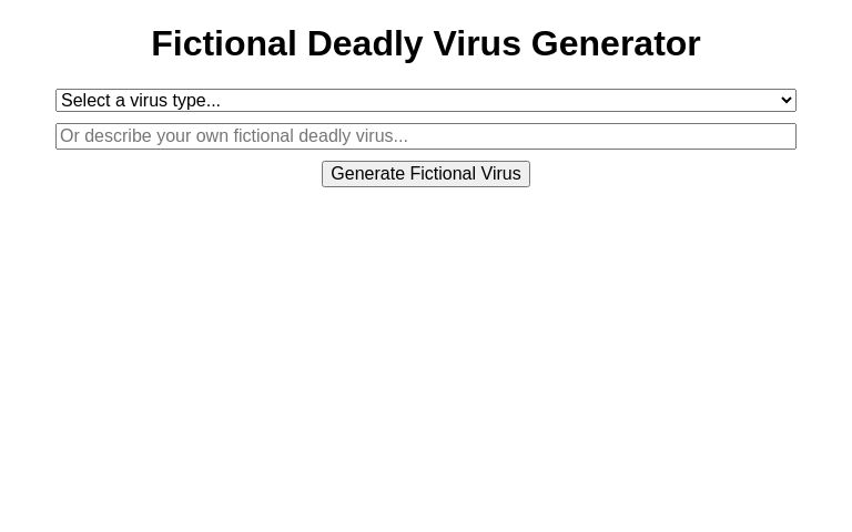 Fictional Deadly Virus Generator