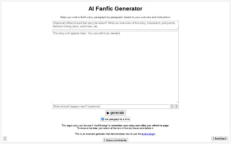 AI Fanfic Generator (free, unlimited, no sign-up)