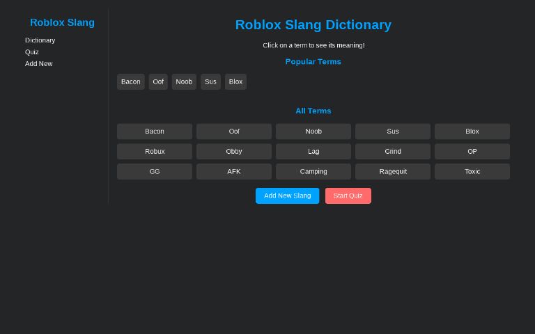 Roblox Slang Dictionary ― Perchance Generator
