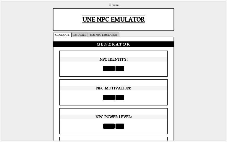 UNE NPC Emulator ― Perchance Generator