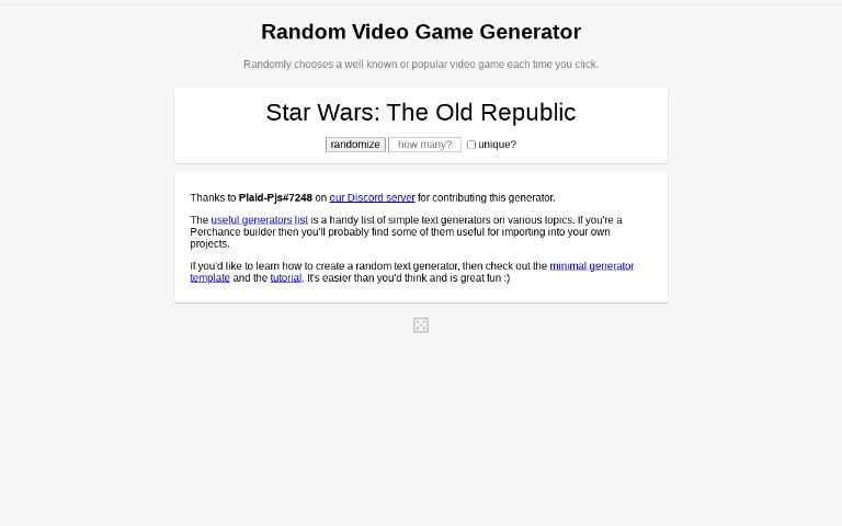 Random Video Game Generator