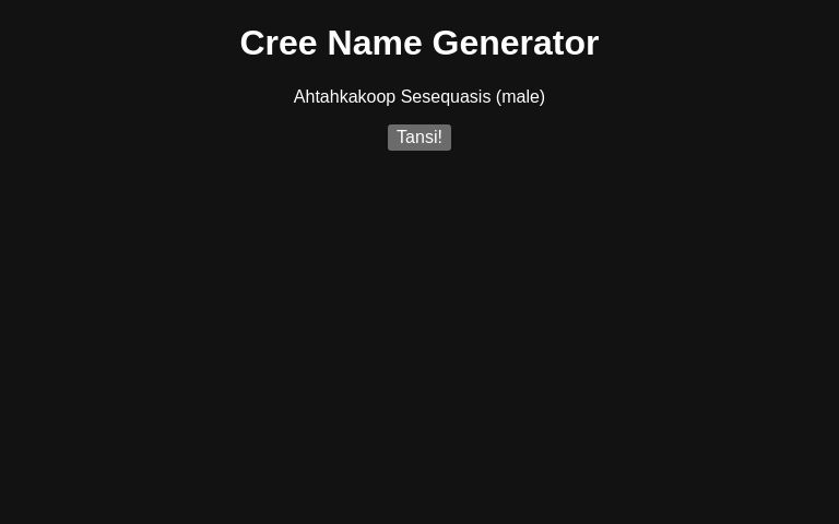 Cree Name Generator