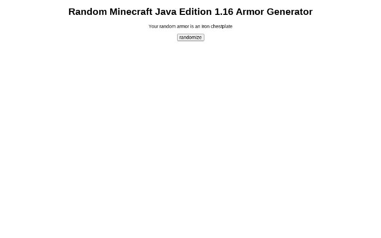 Random Minecraft Java Edition 1.16 Armor Generator