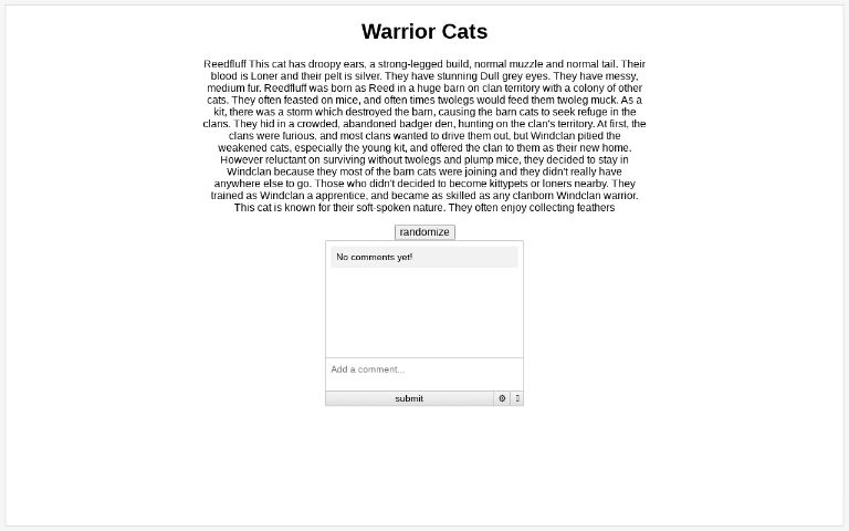 Warrior Cats ― Perchance Generator