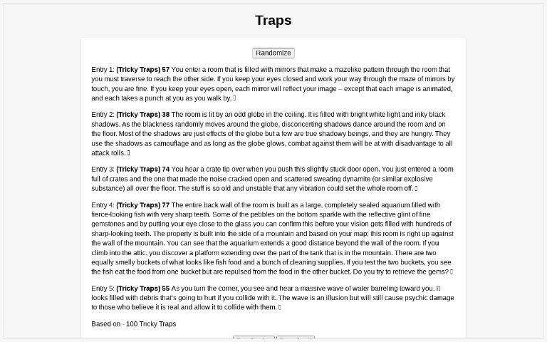 Traps ― Perchance Generator