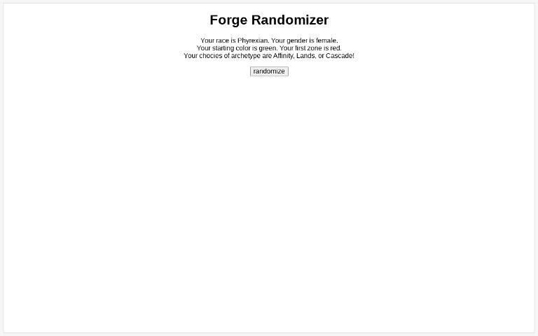 Forge Randomizer ― Perchance Generator