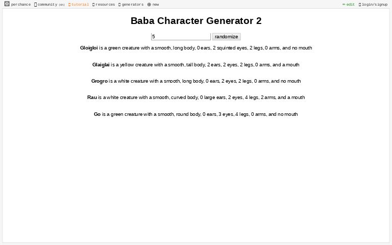 Baba Character Generator 2