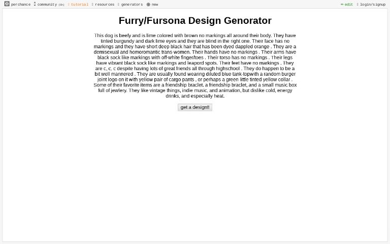 Furry/Fursona Design Genorator ― Perchance Generator
