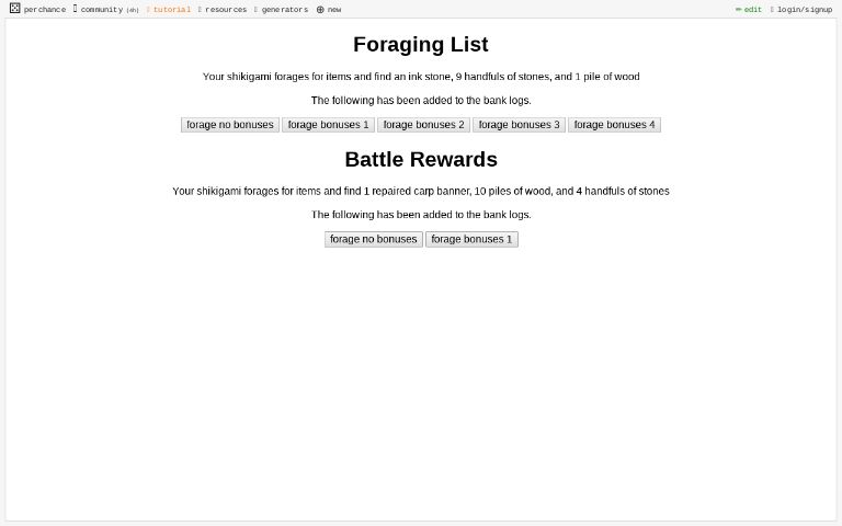 Foraging List ― Perchance Generator