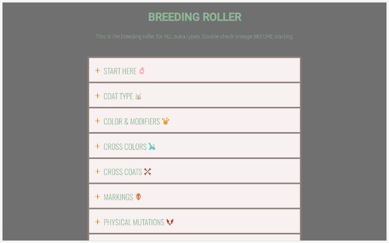 BREEDING ROLLER ― Perchance Generator