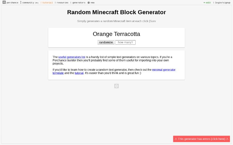 Random Minecraft Block Generator