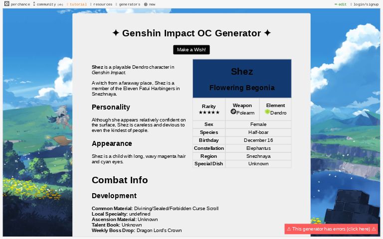 Genshin Impact OC Generator