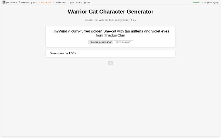 Warrior Cat Character Generator