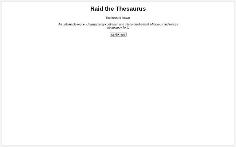Raid the Thesaurus ― Perchance Generator
