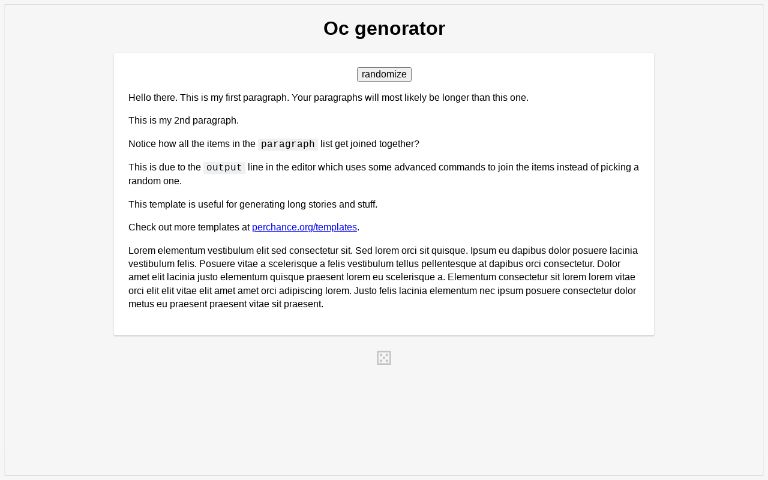 Oc genorator ― Perchance Generator