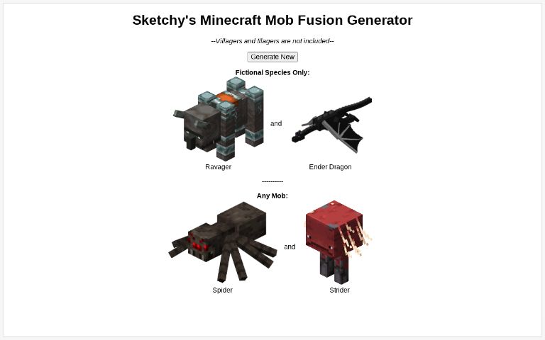 Sketchy's Minecraft Mob Fusion Generator