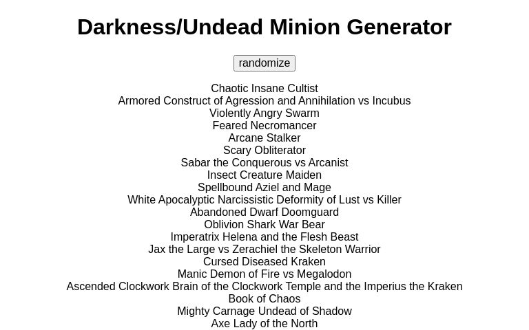 Darkness/Undead Minion Generator