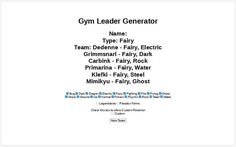 Gym Leader Generator