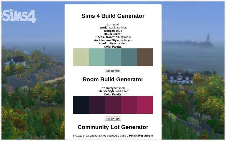 Sims 4 Build Generator