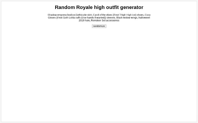Random Royale high outfit generator