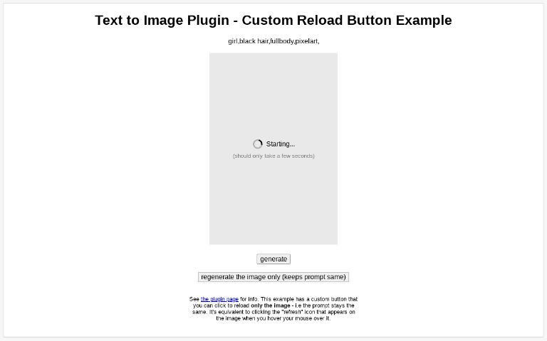Text to Image Plugin - Custom Reload Button Example
