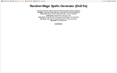 Random Mage Spells Generator (DnD 5e)