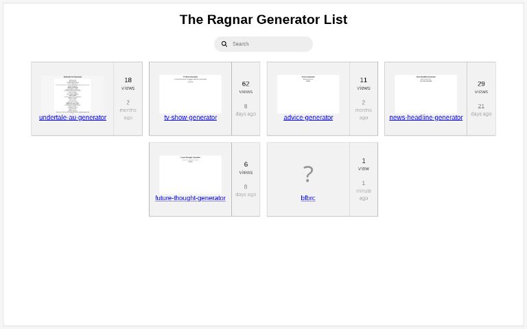 The Ragnar Generator List