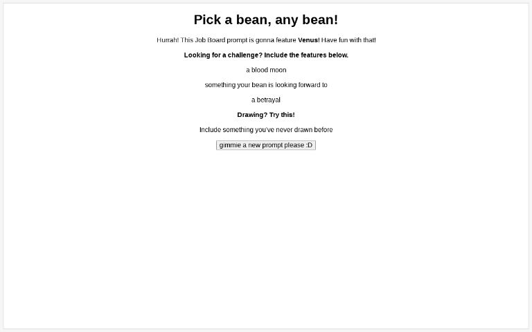 Pick a bean, any bean! ― Perchance Generator