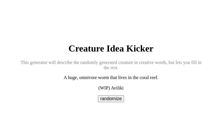 Creature Idea Kicker ― Perchance Generator
