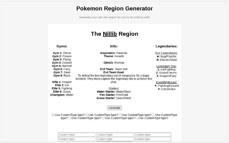 Pokemon Region Generator